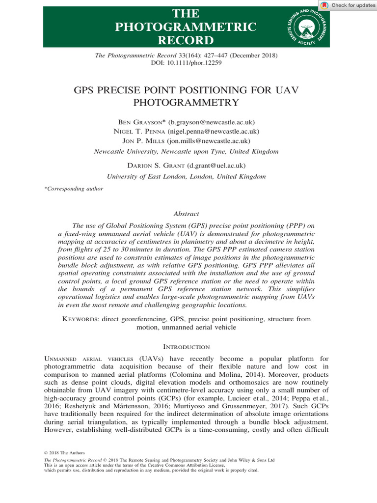 9. The Photogrammetric Record - 2018 - Grayson - GPS precise point ...