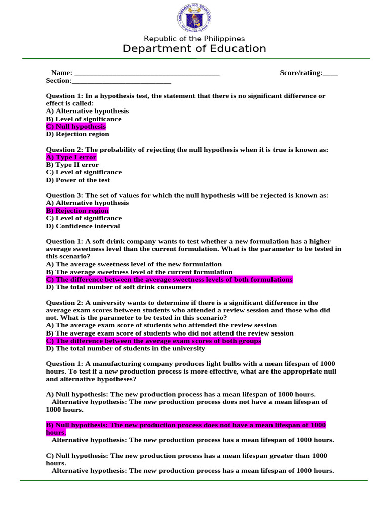 Statistics and Probability Q2 Q4 | PDF | Statistical Significance ...