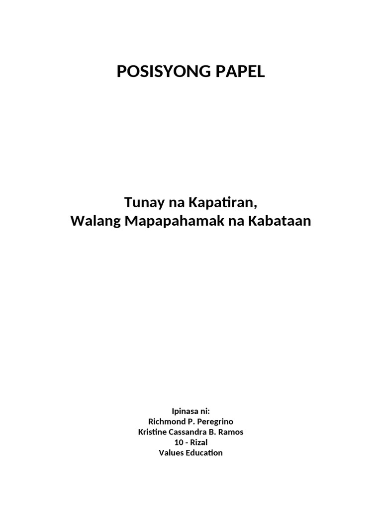 Position Paper (Revised) | PDF