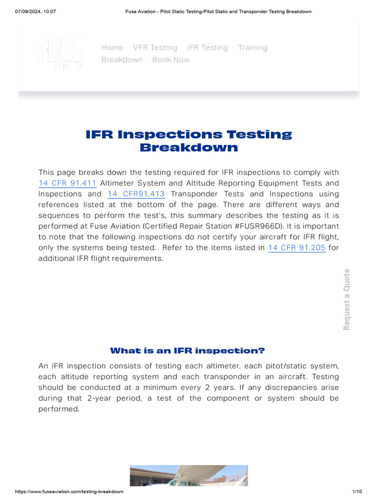 Fuse Aviation - Pitot Static Testing-Pitot Static and Transponder ...