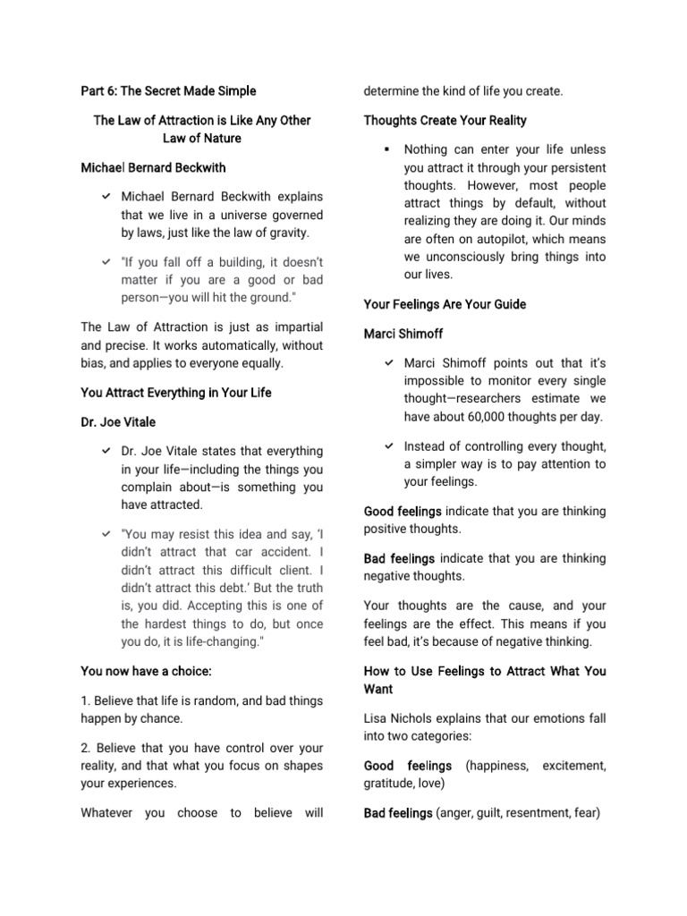 Part 6_ The Secret made simple | PDF | Feeling | Thought