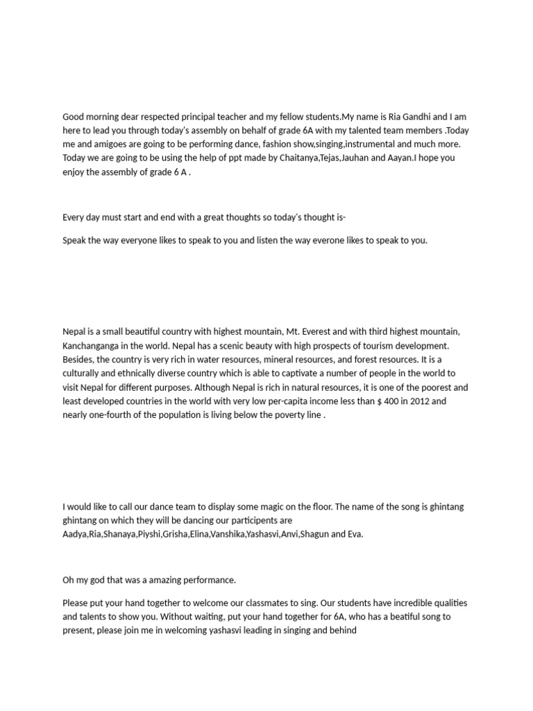 cultural day script | PDF