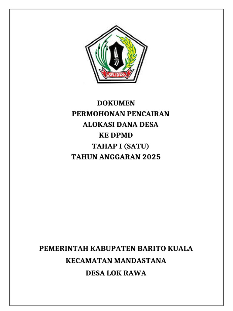 Cover Pengajuan Alokasi Dana Desa Tahap 1 Tahun 2025 | PDF