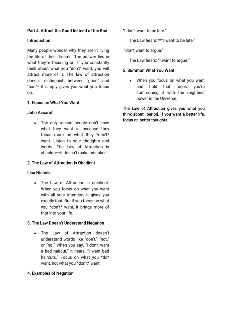 Part 4_ Attract the good instead of the bad | PDF