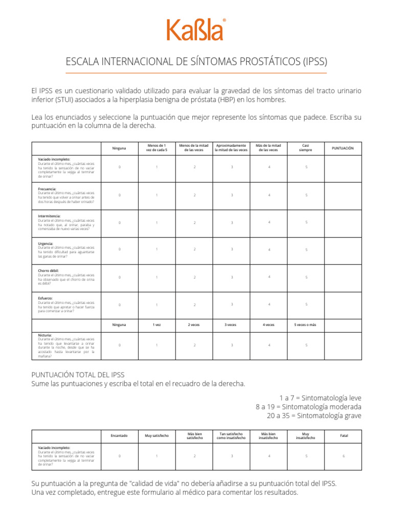 Evaluación de Síntomas Prostáticos IPSS | PDF | Urología | Sistema urinario