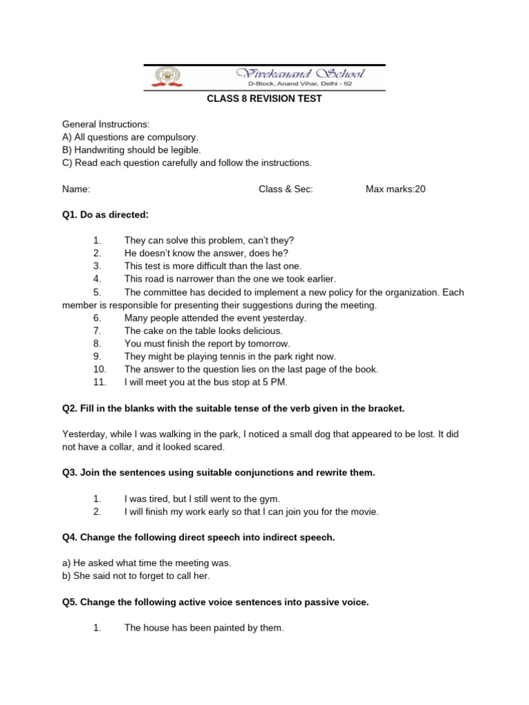 Ans Key Revision Test | PDF