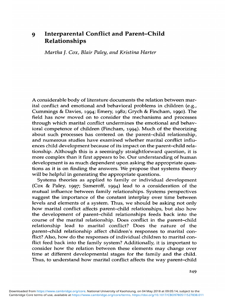 2001 Bab 9 Interparental Conflict and Parent-Child | PDF | Parenting ...