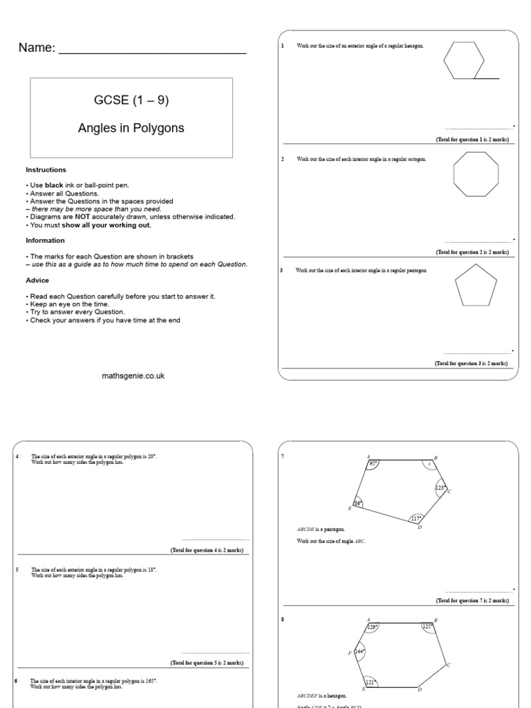 4 Angles in Polygons | PDF | Polygon | Polytopes