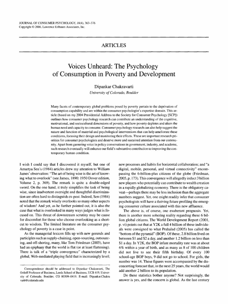 2006 Voices Unheard The Psychology of Poverty | PDF | Poverty ...