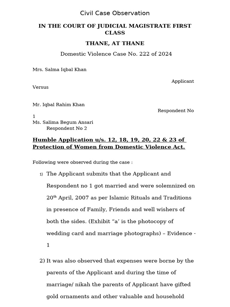 Civil Case Observation | PDF | Justice | Crime & Violence