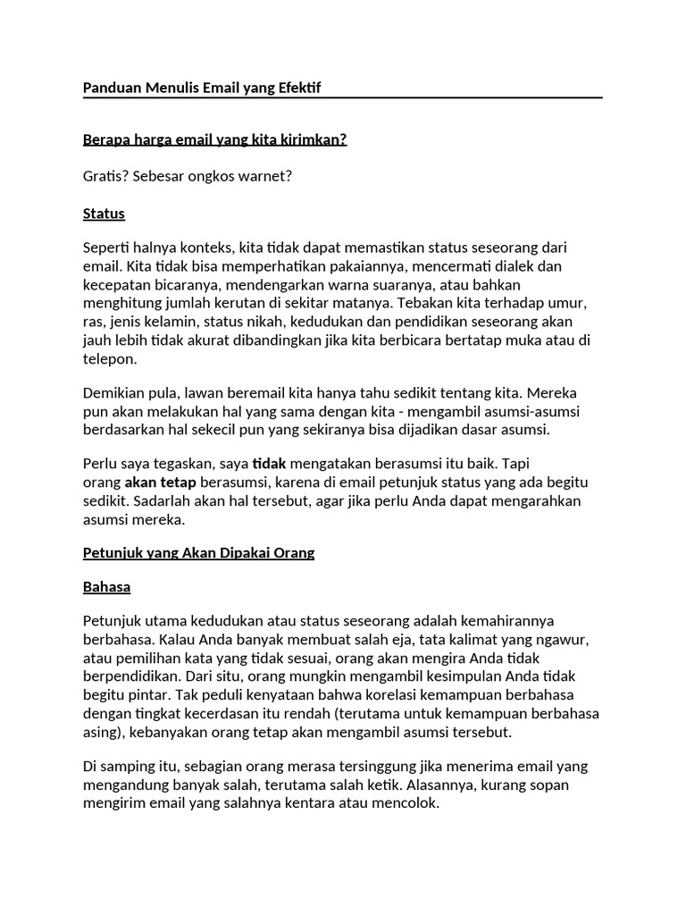 Panduan Menulis Email Yang Efektif | PDF