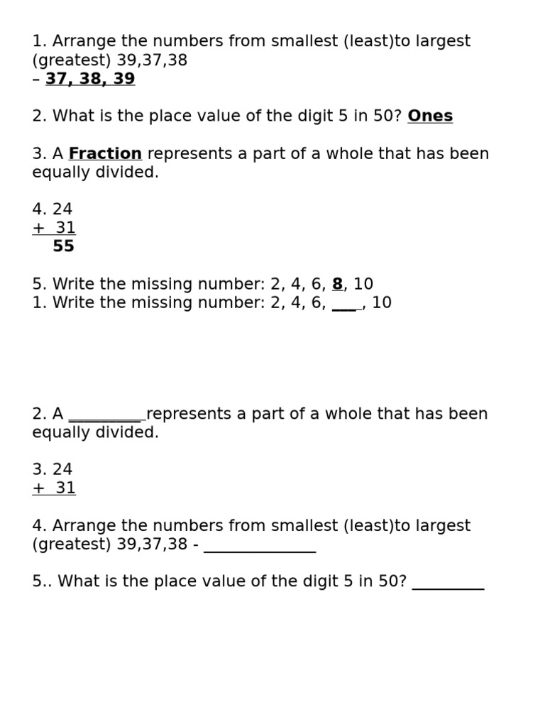 Math Exercises for Kids: Sorting and Values | PDF