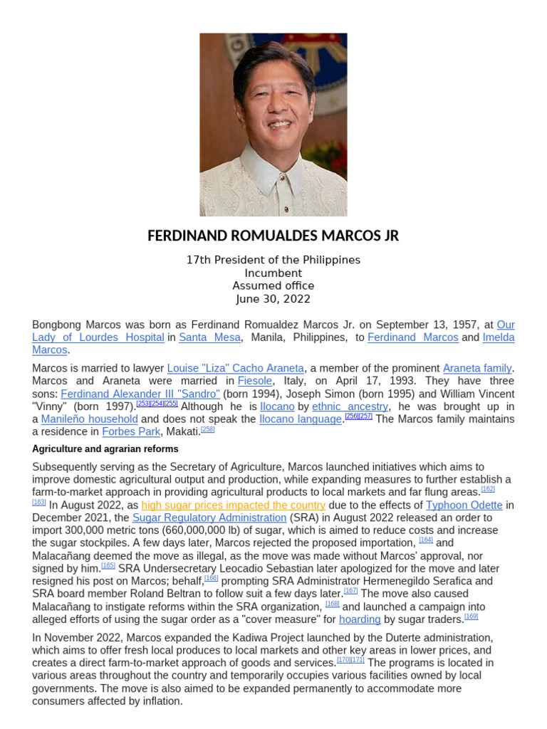 Ferdinand Romualdes Marcos JR | PDF | Benigno Aquino Iii | Corazon Aquino