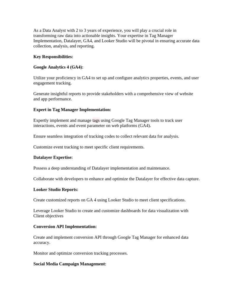 As A Data Analyst With 2 To 3 Years of Experience | PDF | Analytics | Data