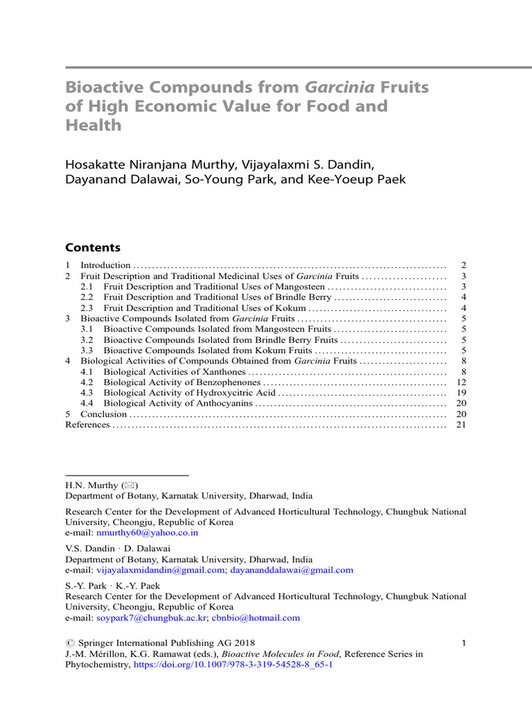 033-Bioactive Compounds from Garcinia Fruits of High Economic Value for Food and Health | PDF ...