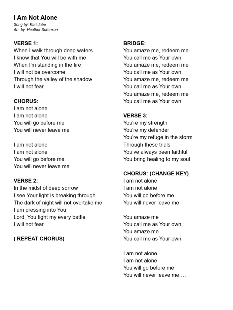 I Am Not Alone - LYRICS | PDF
