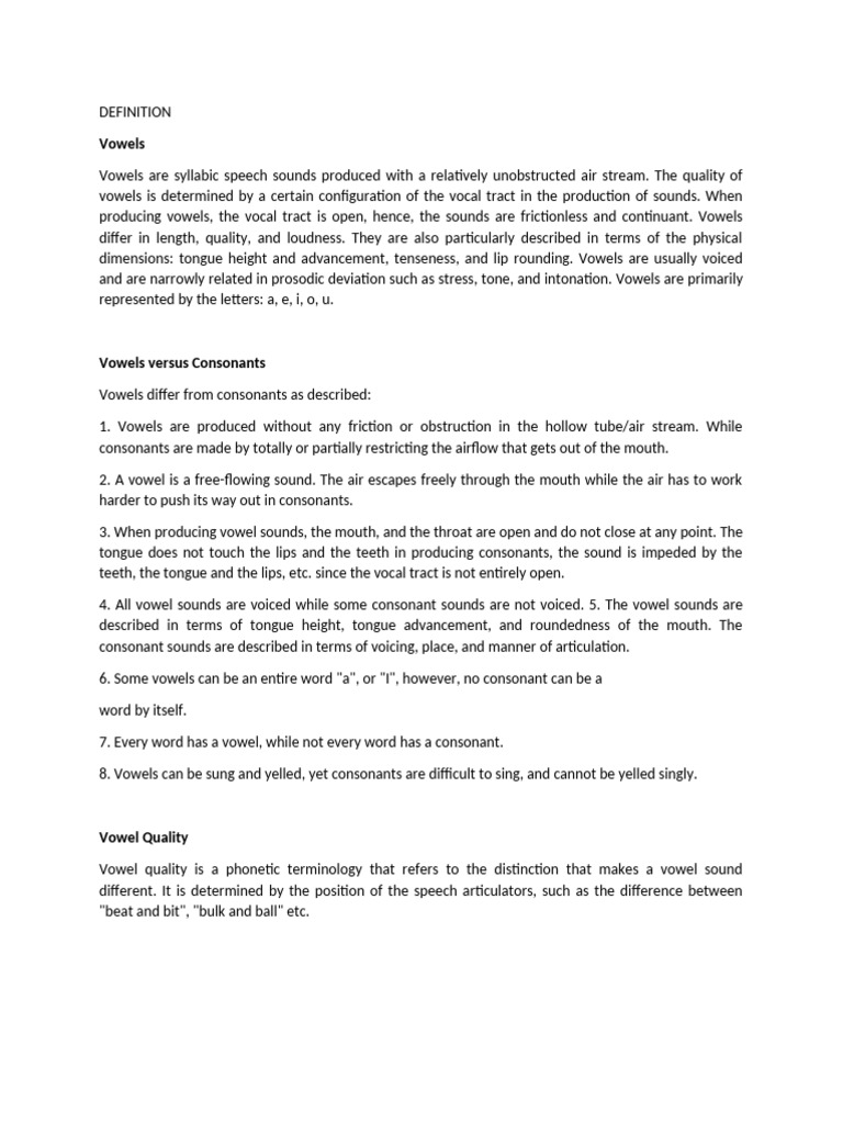 VOWELS HARD COPY | PDF | Vowel | Consonant