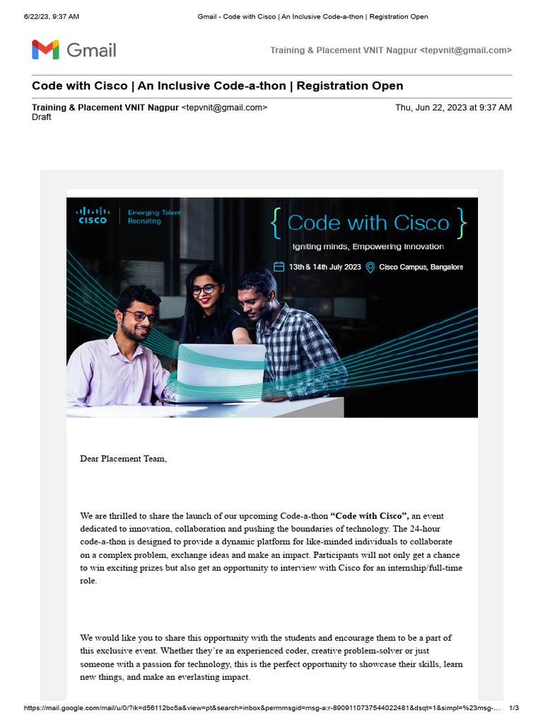 Code With Cisco - An Inclusive Code-A-Thon - Registration Open | PDF