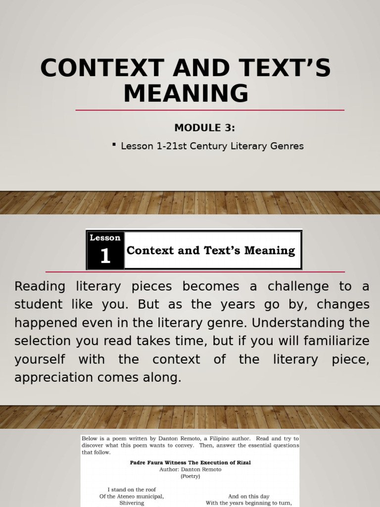 Module 3 Context and Texts Meaning | PDF