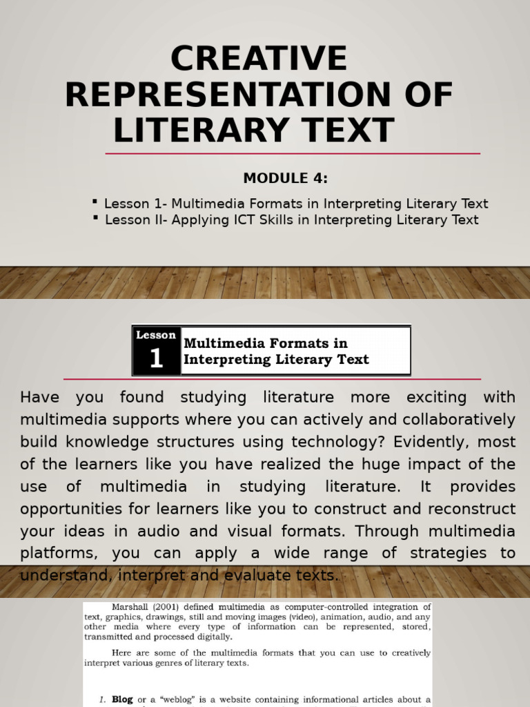 Module 4 Creative Representation of Literary Text Copy 1 | PDF
