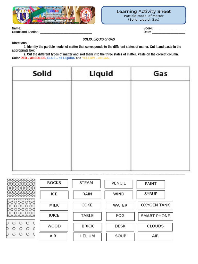 LAS - Particle Model of Matter | PDF