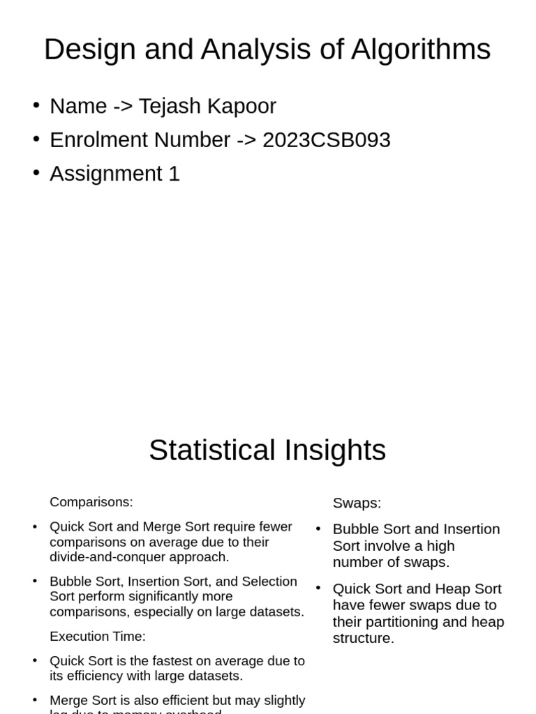 Sorting Algorithm Performance Analysis | PDF