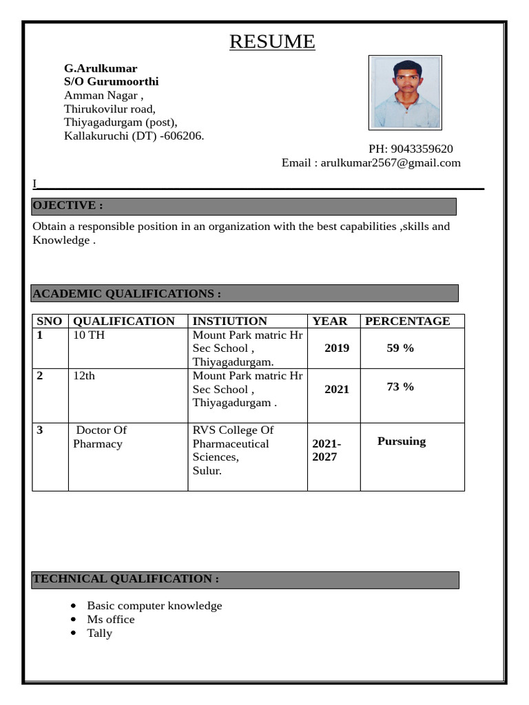 Arulkumar Resume-1 | PDF