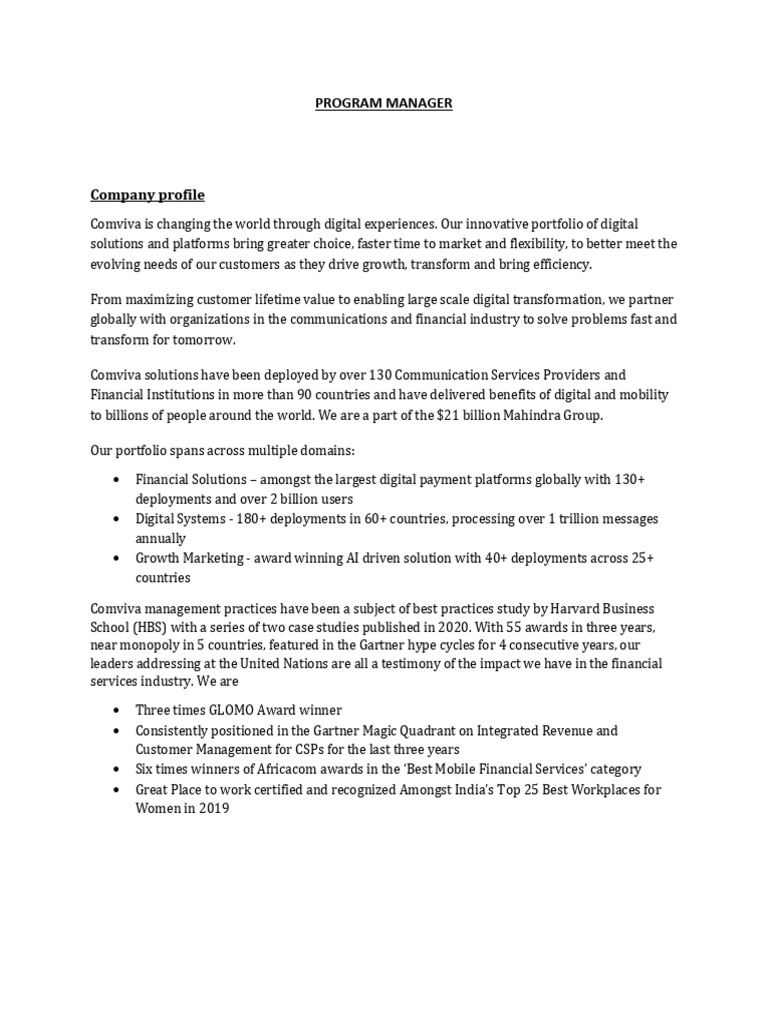 PROGRAM MANAGER | PDF | Project Management | Economies