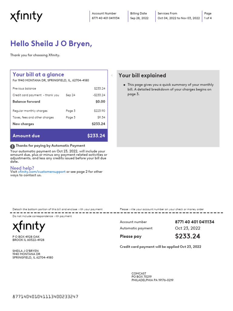Xfinity - Statement - 2022-09-28 | PDF | Credit Card | Fee