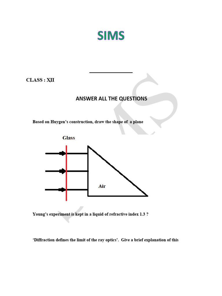 Wave Optics Important Qns | PDF | Diffraction | Wavelength
