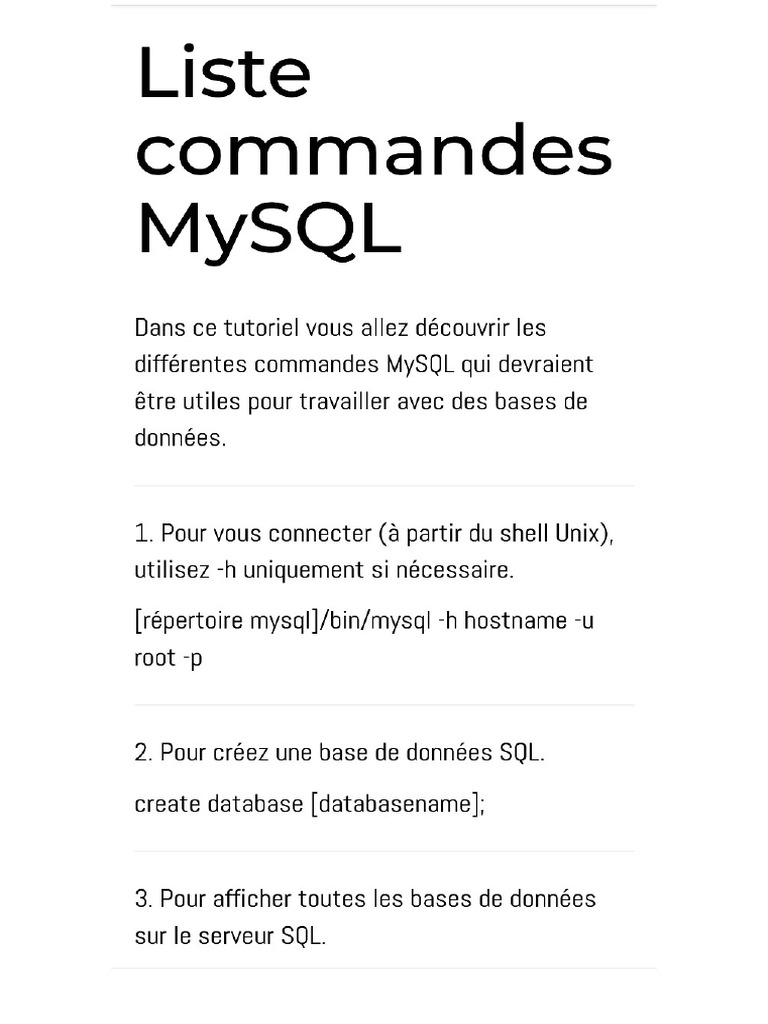 MySQL Command Overview | PDF