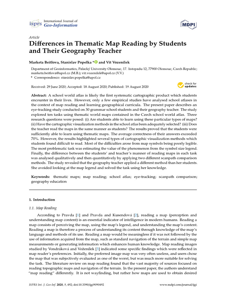 Differences in Thematic Map Reading by S | PDF | Map | Cartography