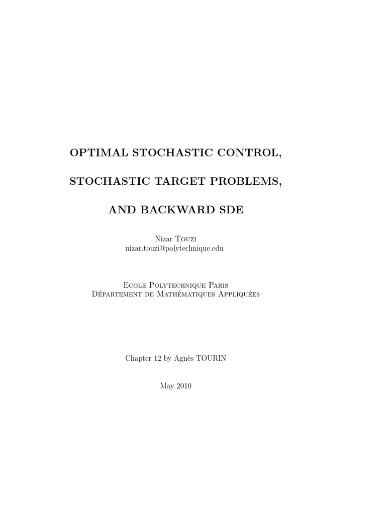 Controle Stochastique M2 S10 | PDF | Partial Differential Equation | Equations