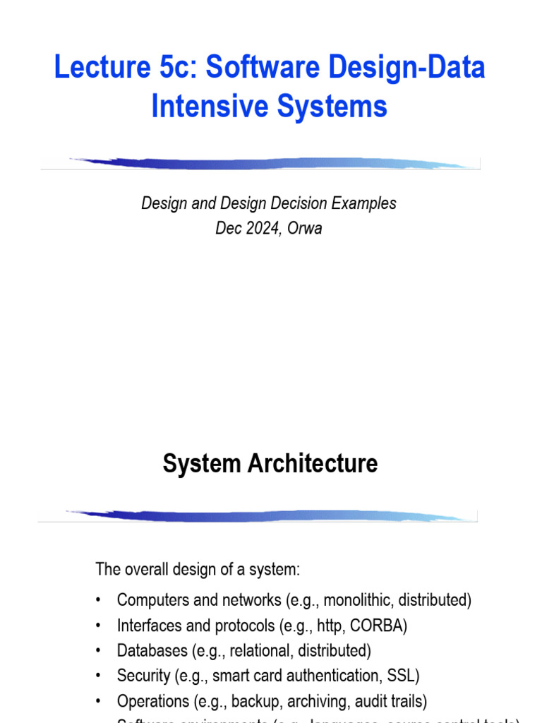 SE - Software Design Data Intensive System Lecture 5c | PDF | Computer Network | Databases