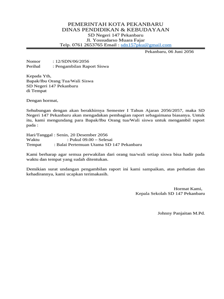 conto surat resmi | PDF