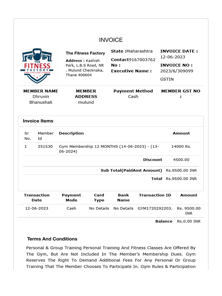 Fitness Board - Invoice | PDF | Invoice