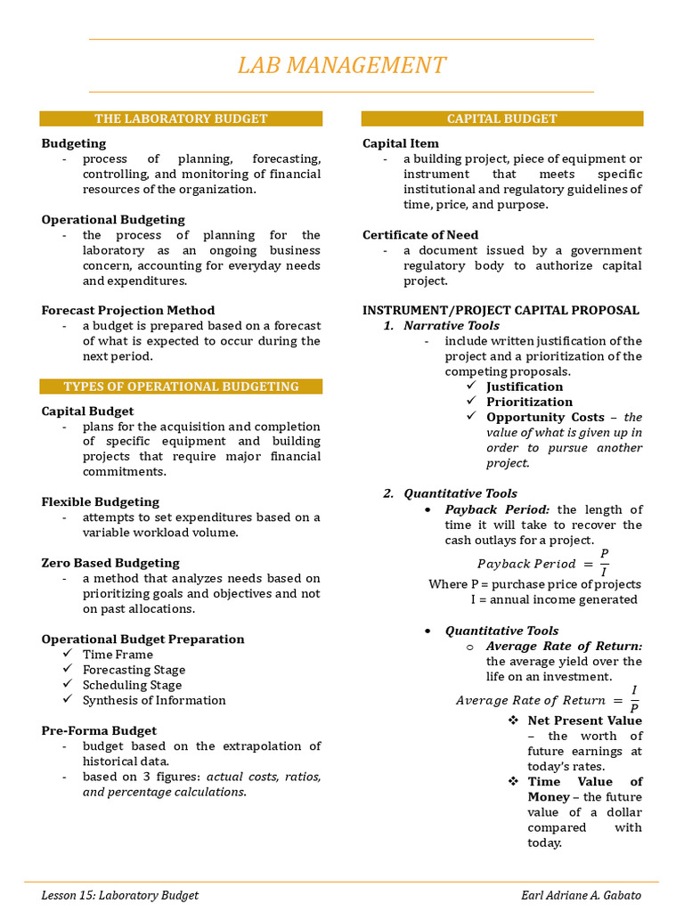 The Laboratory Budget (Finals) | PDF | Depreciation | Budget