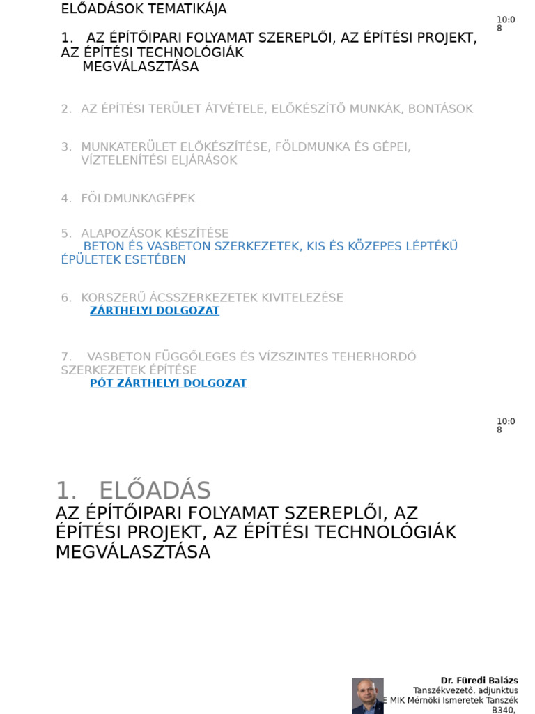 01 Az Építőipari Folyamat Szereplői Az Építési Projekt Az Építési ...