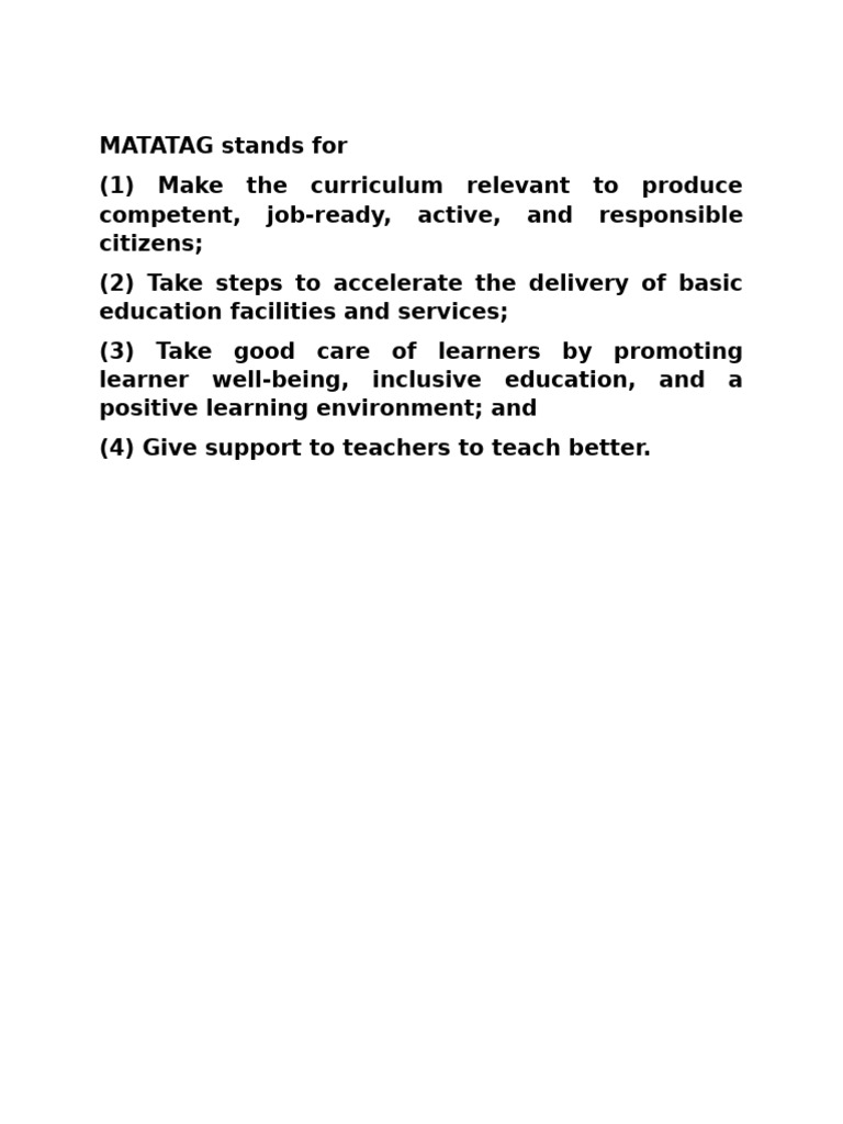 MATATAG: Key Educational Principles | PDF
