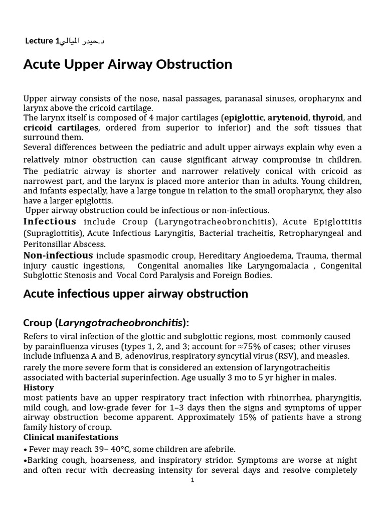 L3 - Acute Upper Airway Obstruction | PDF | Clinical Medicine ...