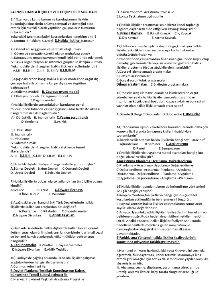 Halkla Ilişikiler İZMİR | PDF