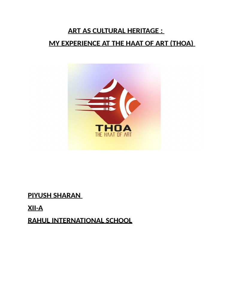 ART AS CULTURAL HERITAGE - WE - Poject | PDF | The Arts | Liberal Arts ...