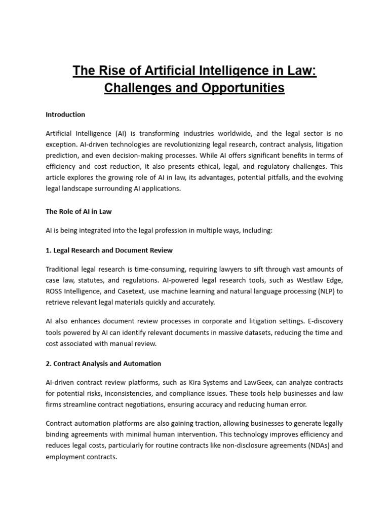 The Rise of Artificial Intelligence in Law_ Challenges and ...