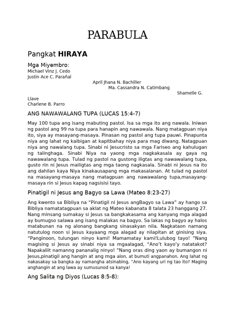 Parabula Hiraya | PDF