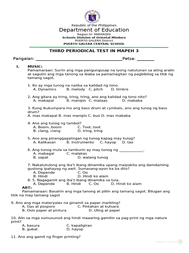 PT Mapeh 3 Edited | PDF