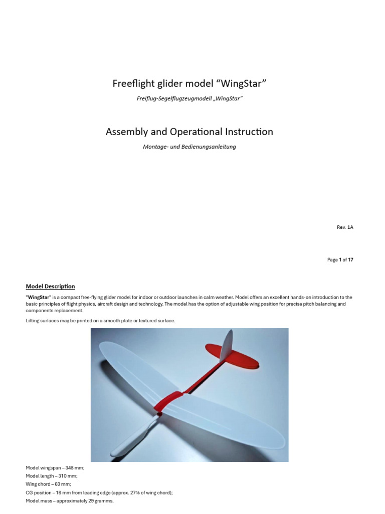WingStar Glider Assembly Guide | PDF | Empennage | Adhesive