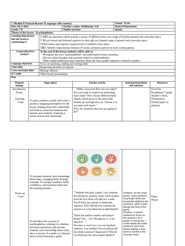 Lesson Plan New 7th Grade | PDF