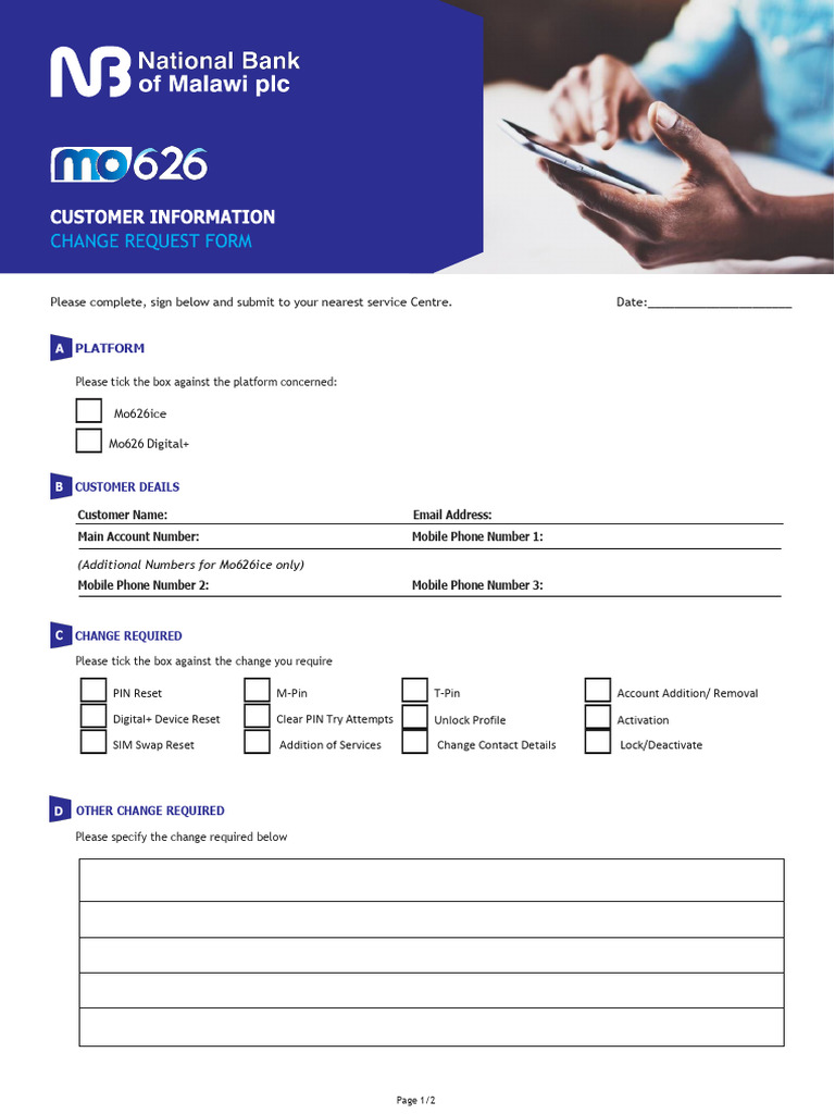 Mo626 Account Change Request Form | PDF