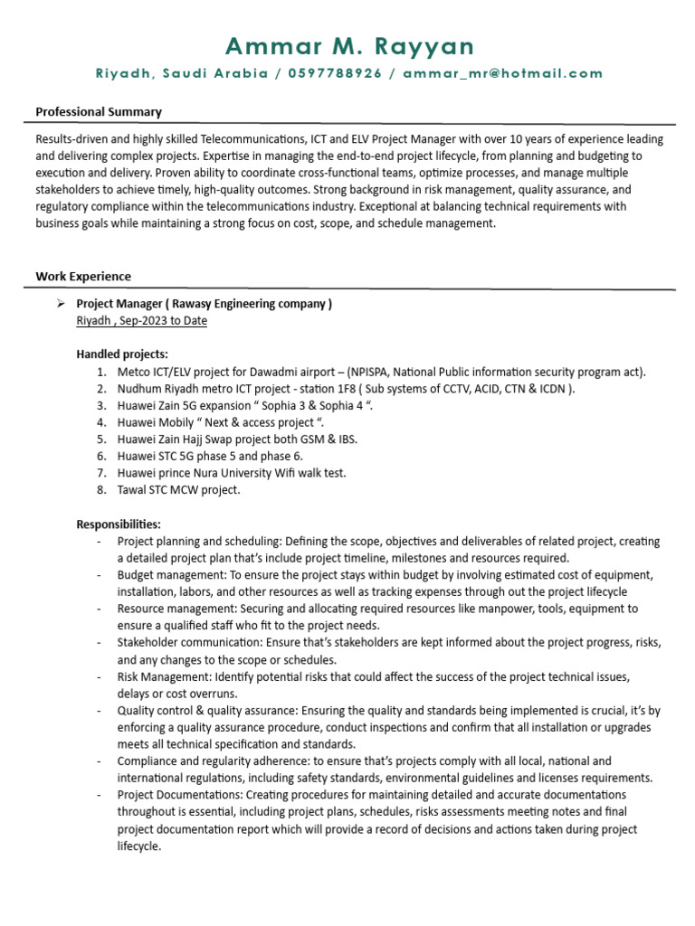 Ammar Rayyan - Resume | PDF | Risk Management | Quality Assurance