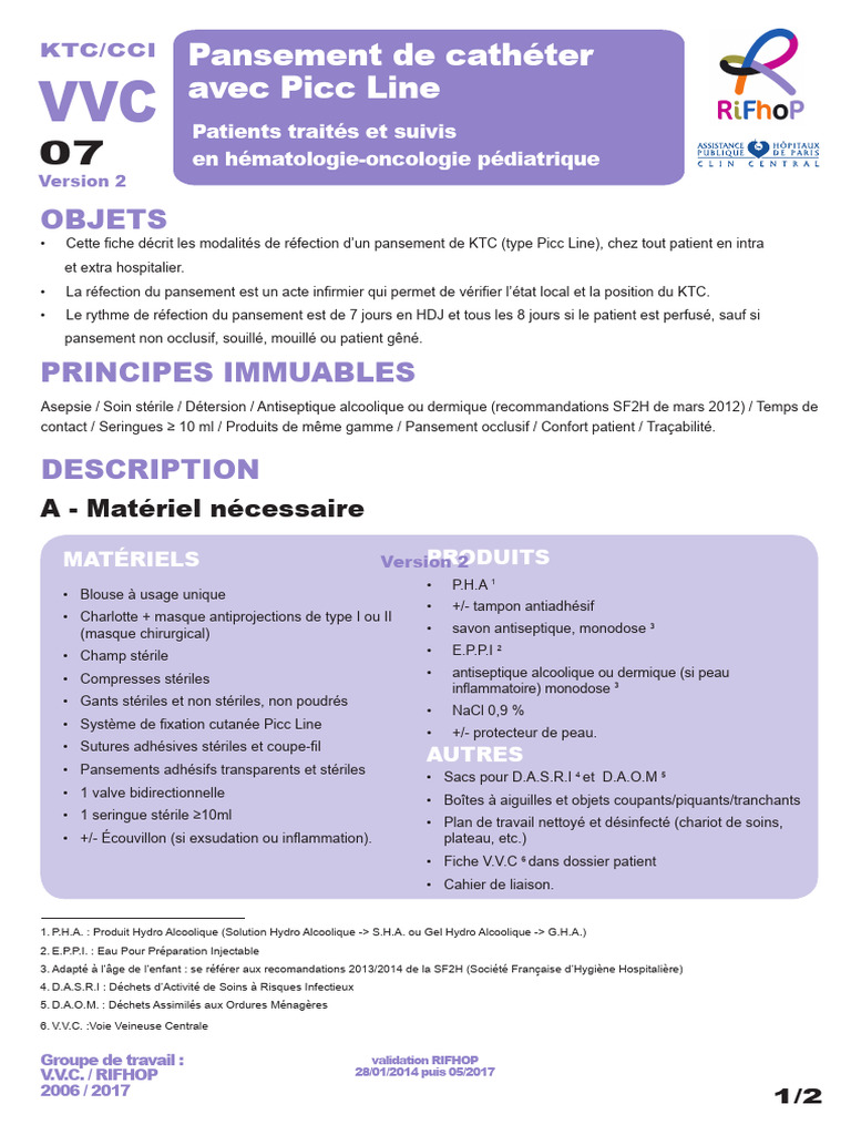 Réfection du pansement Picc Line pédiatrique | PDF | Hygiène | Médecine